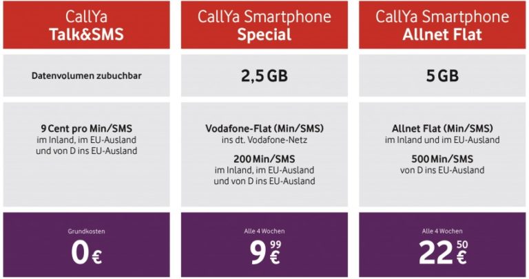 Vodafone stellt neue CallYa Prepaid-Tarife mit mehr Datenvolumen vor
