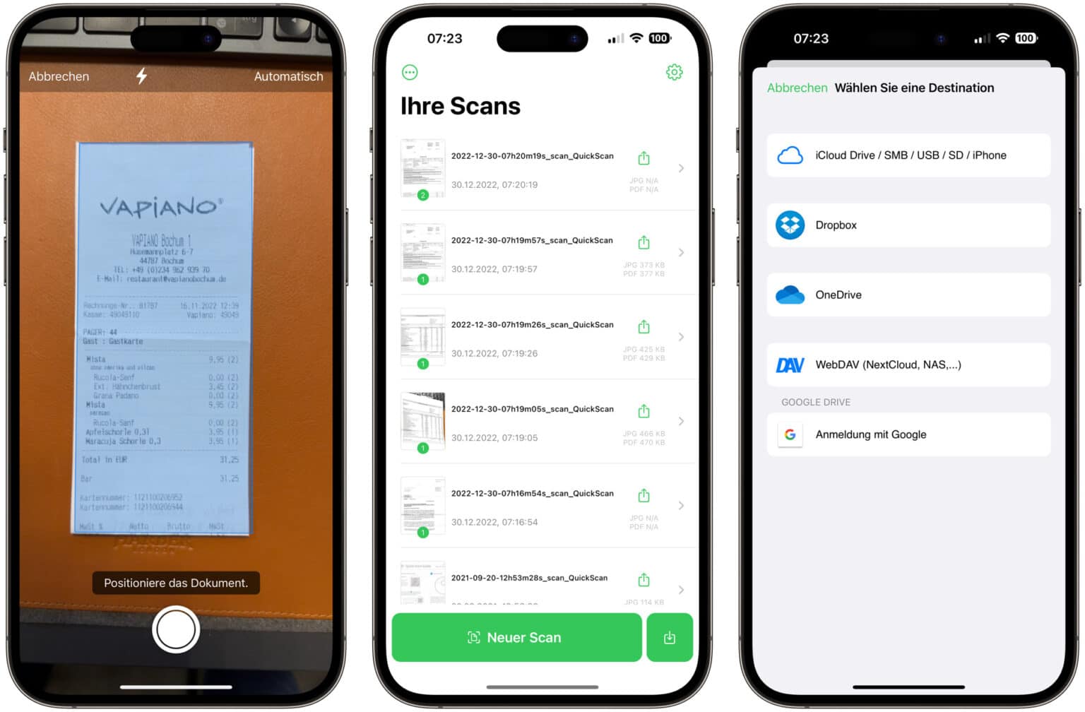 QuickScan: Scanner-App jetzt mit schneller Scan-Aktion und Export-Gruppen