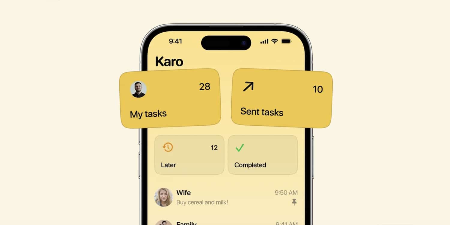 Karo: Neue Aufgaben-App, mit der ihr Aufgaben an Kontakte senden könnt