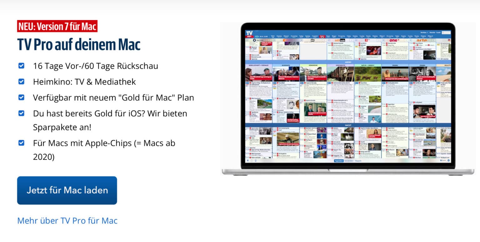 TV Pro: Umfassende Fernsehzeitschrift startet neu auf dem Mac