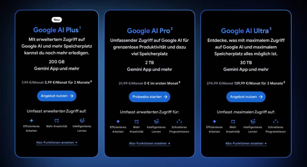 Google AI Plus: Günstigeres KI-Abonnement startet in 35 weiteren Ländern
